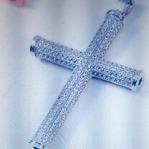 SJC | Jewelry | Sterling Silver 5 Row Tubular Cross Pendant White ...